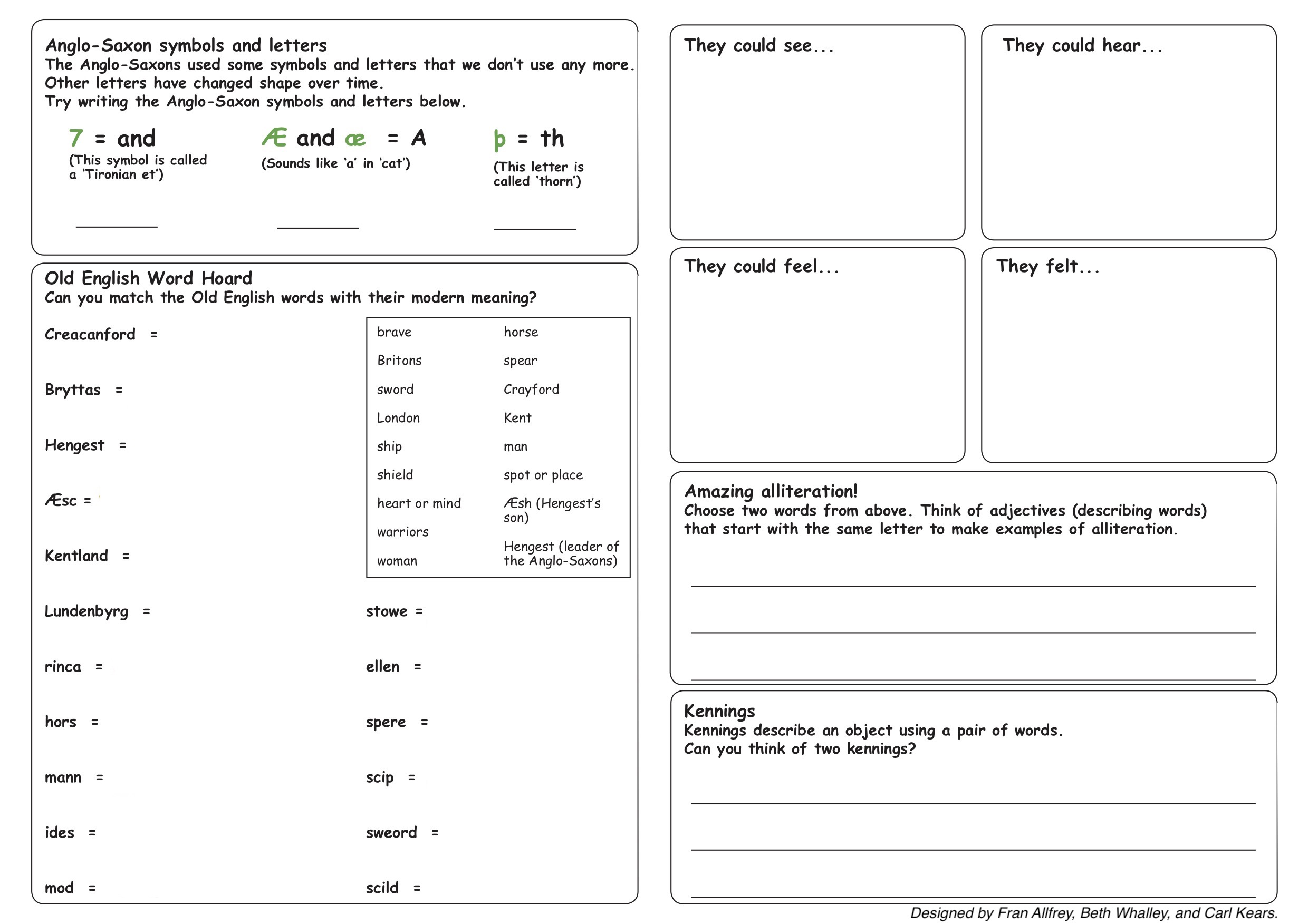 Word Hoard Worksheet – Teaching Old English in schools