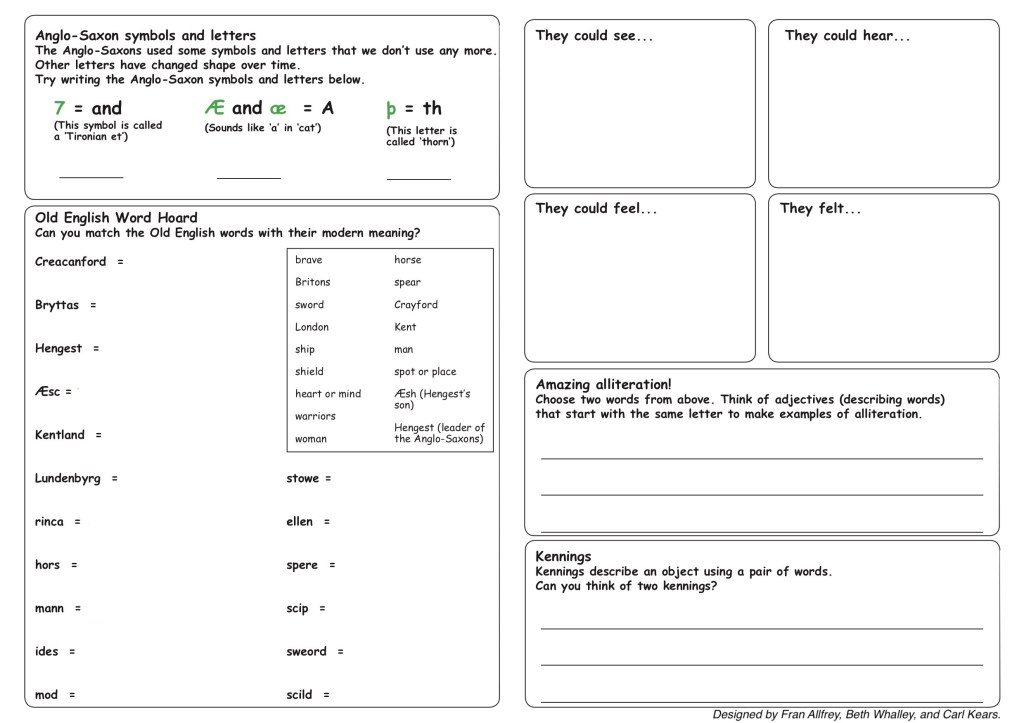 Word Hoard Worksheet – Teaching Old English in schools